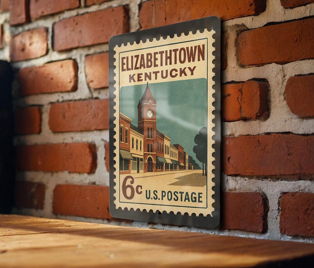 Elizabethtown Kentucky Metal Sign – Retro Postage Stamp Design ...