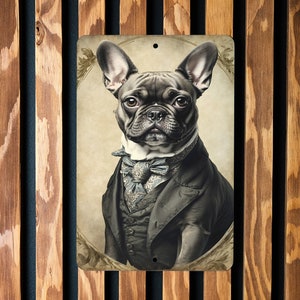Victorian Portrait of a French Bulldog Metal Sign - Vintage Frenchie ...
