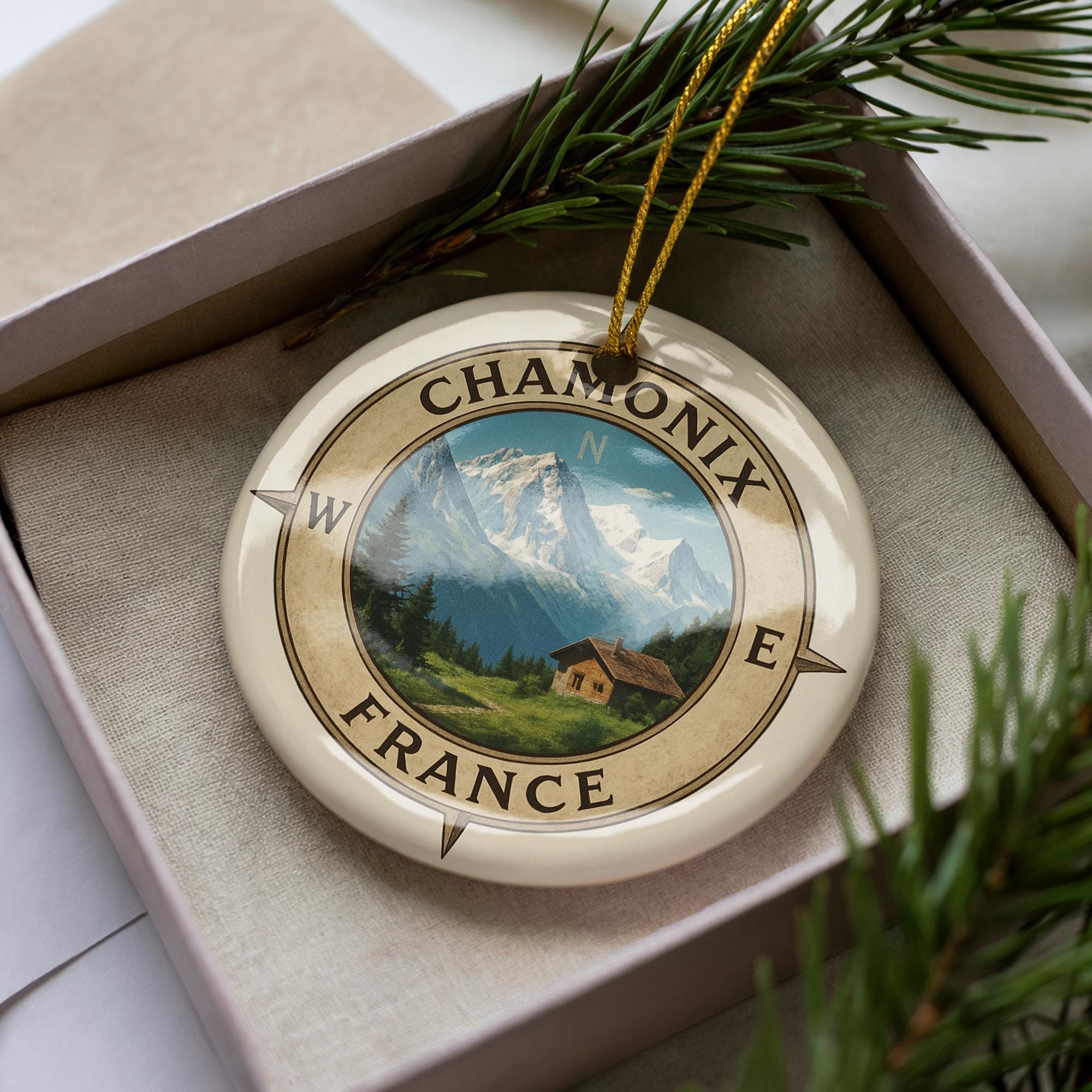 Chamonix France Compass Rose Map Ceramic Ornament – Iconic Mountain ...