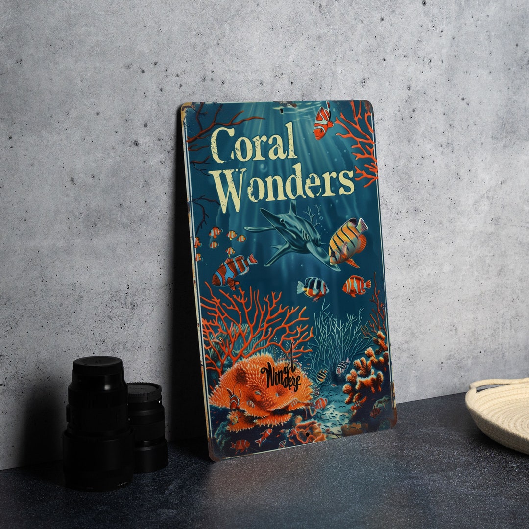 Great Barrier Reef Metal Sign, Coral Wonders Decor, Underwater Dive Art ...