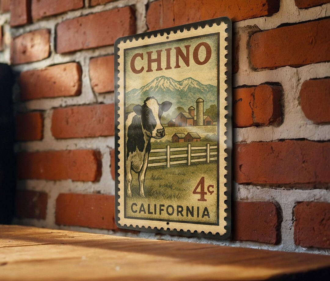 Chino California Postage Stamp Design Metal Sign – Retro Travel ...