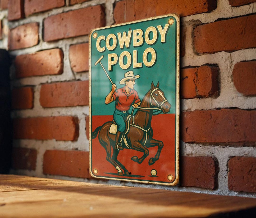 Retro Cowboy Horse Tin Sign – Vintage Diner Style Wall Decor, Turquoise ...