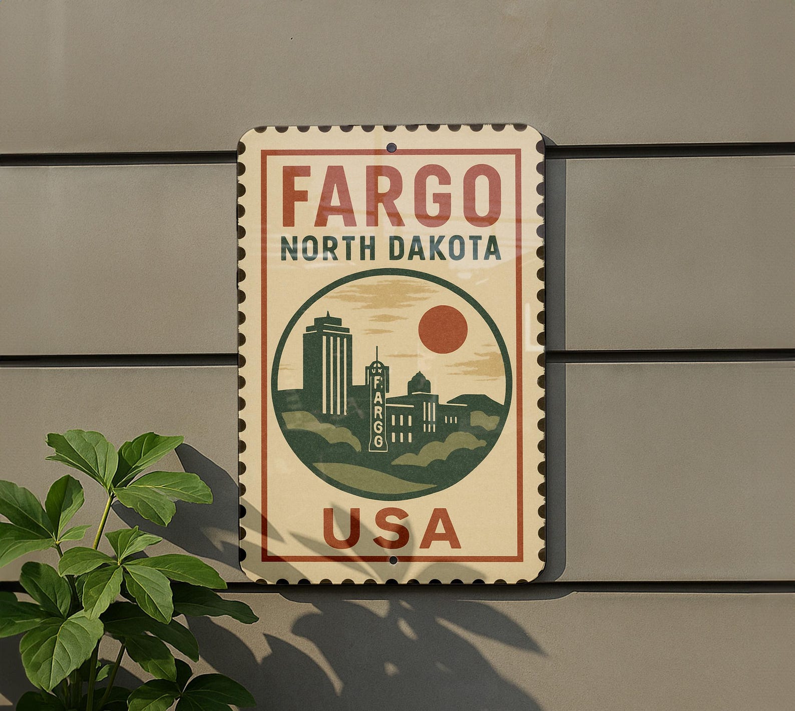Fargo North Dakota Metal Sign – Vintage Stamp Style Wall Art – Rustic ...