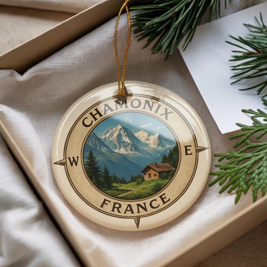 Chamonix France Compass Rose Map Ceramic Ornament – Iconic Mountain ...