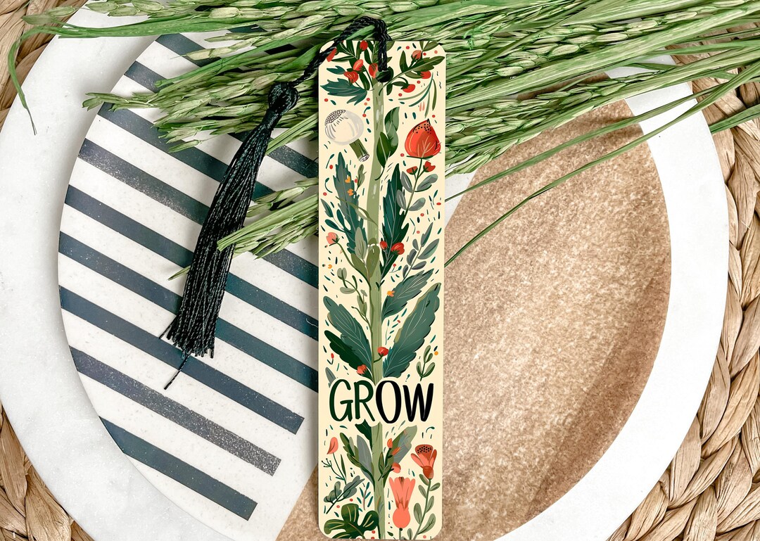 Metal Bookmark - Gardening Theme, Grow Text, Plant Lover Gift, Book ...