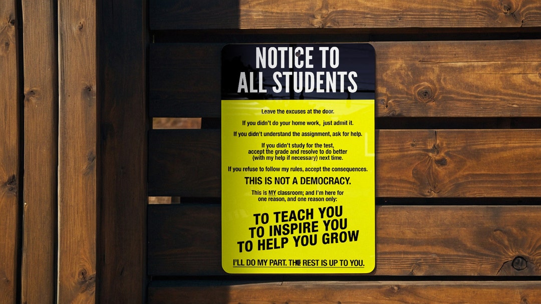 Classroom Rules Metal Sign - Notice to Students - High-school Class ...