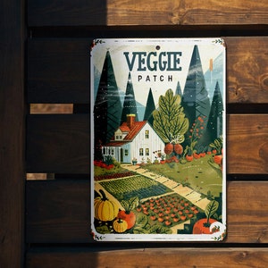 Metal Veggie Patch Sign, Rustic Garden Decor, Outdoor Metal Sign ...