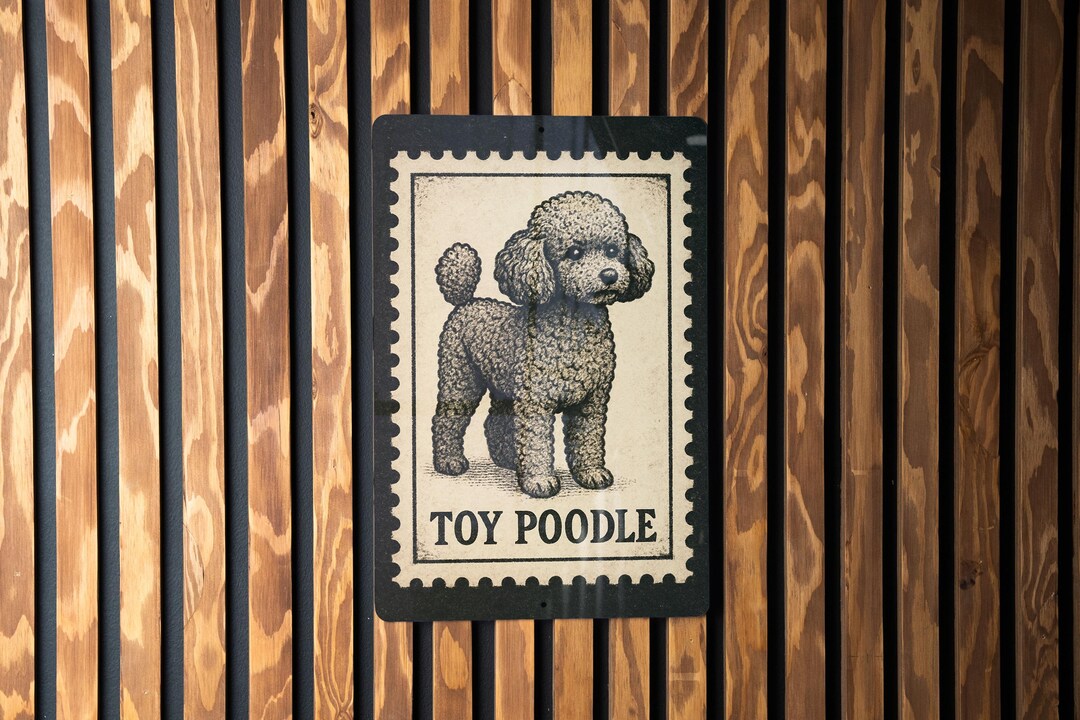 Toy Poodle Metal Sign – Vintage Dog Wall Art, Rustic Stamp Style Decor ...