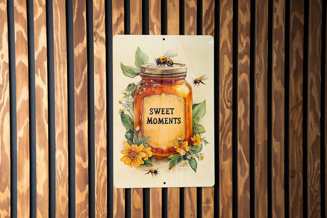 Honeyed Harmony Metal Sign, Buzzing Bees Decor, Sweet Moments Jar Art ...