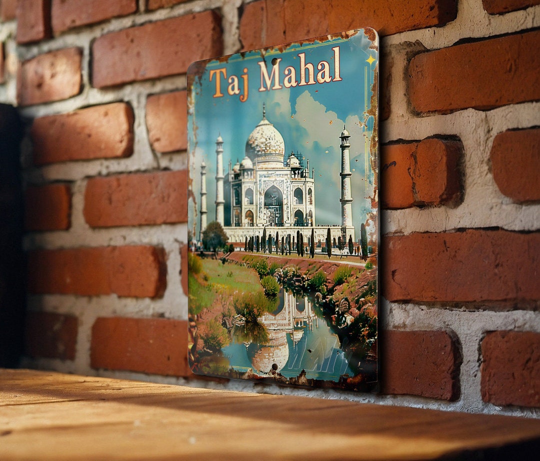Taj Mahal Agra Vintage Sign, Metal Wall Art, Home Decor, Travel ...