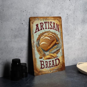 Artisan Bread Metal Sign - Vintage Style, Bread Illustration, Warm ...