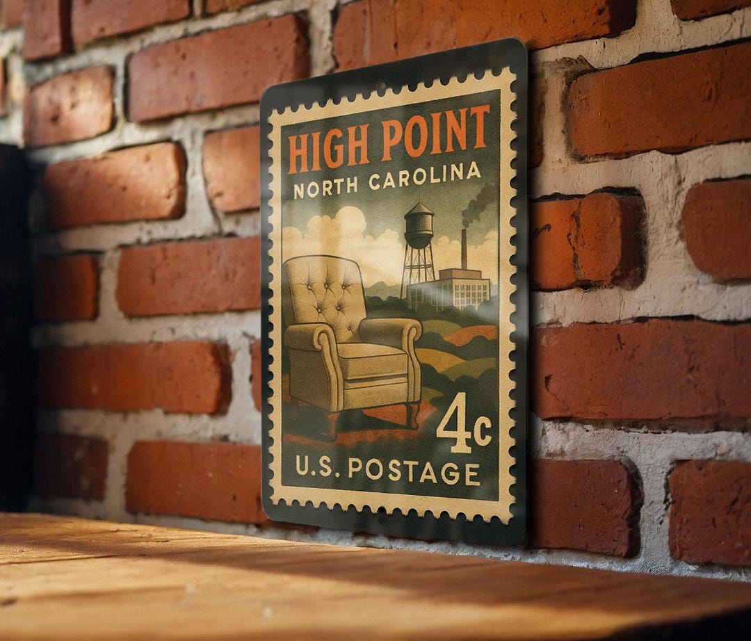 High Point North Carolina Metal Sign – Retro Postage Stamp Design ...