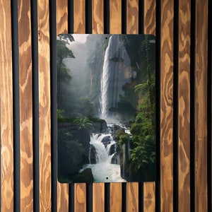 Realistic Waterfall Wall Art Metal Sign - Nature's Majesty, Serene ...