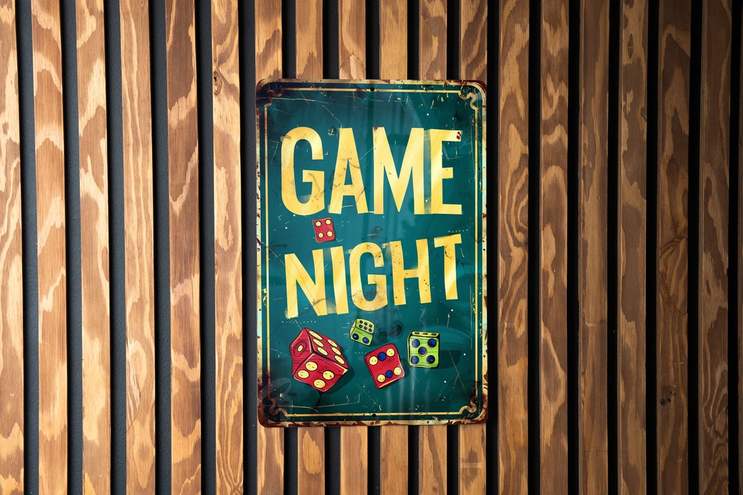 Game Night Vintage Style Metal Sign - Family Game Night, Board Games ...