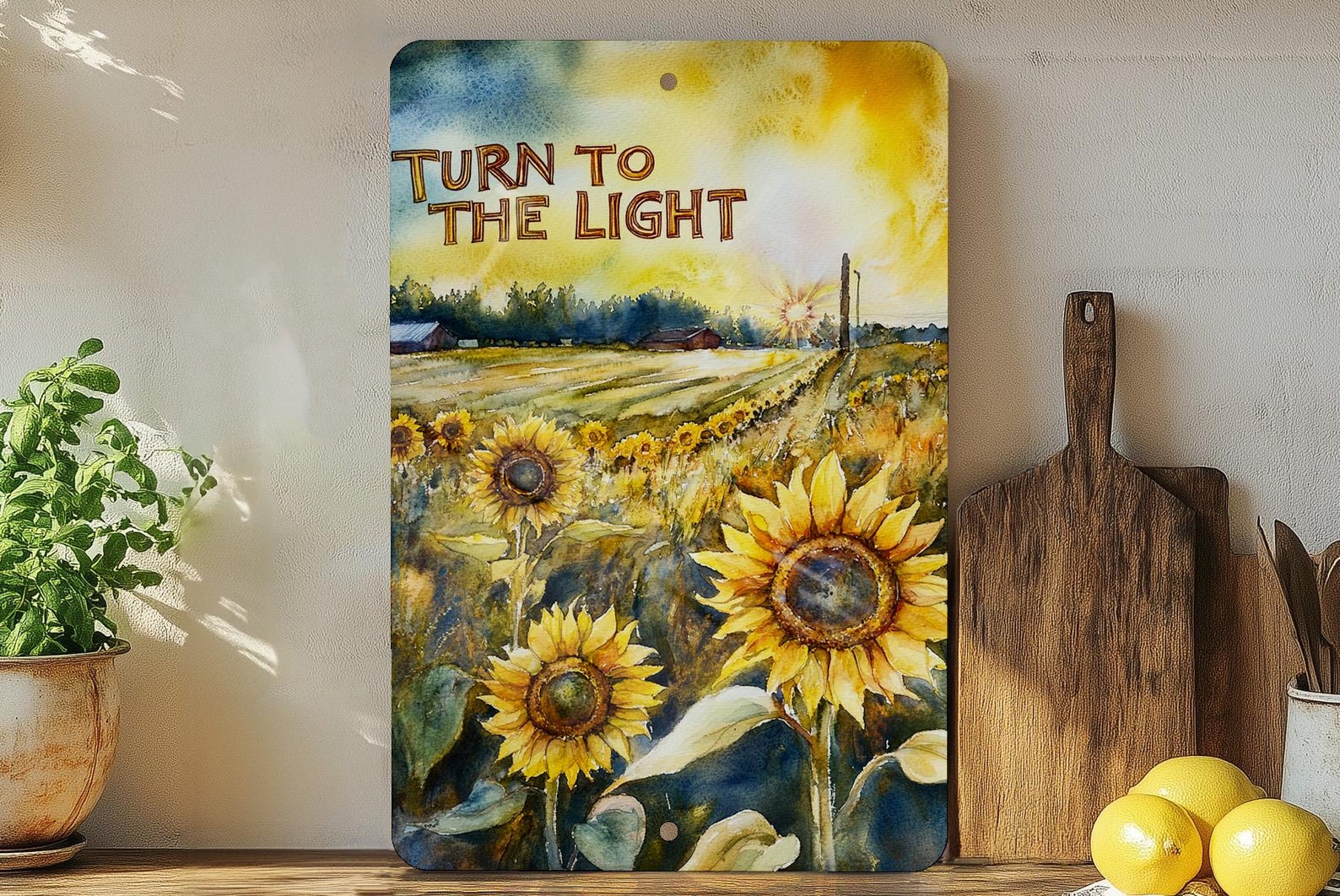 Radiant Sunflower Metal Sign, Sunflower Wall Decor, Rustic Farmhouse ...