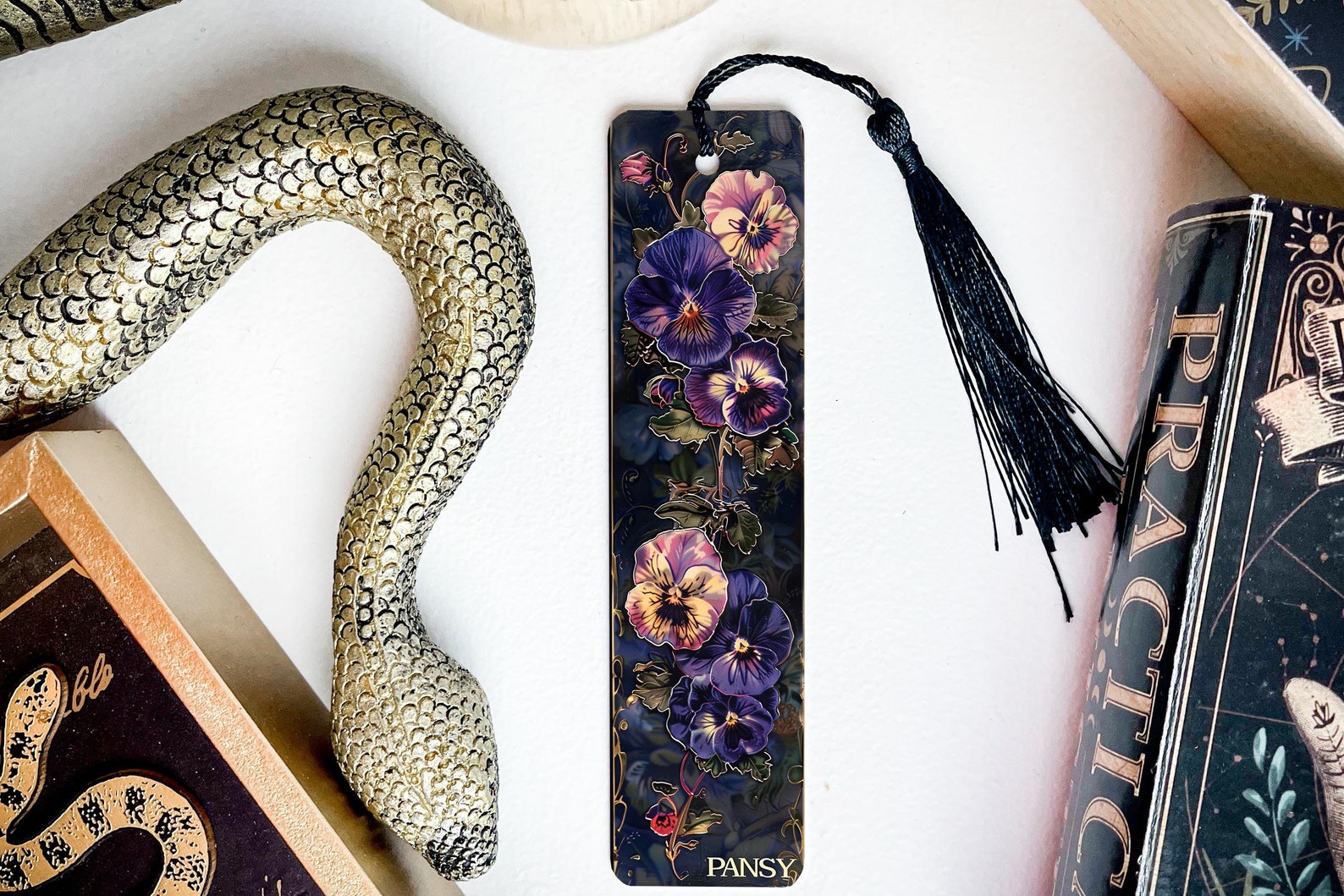 Floral Bookmark, Pansy Text, Metal Bookmark, Reading Accessory, Book ...