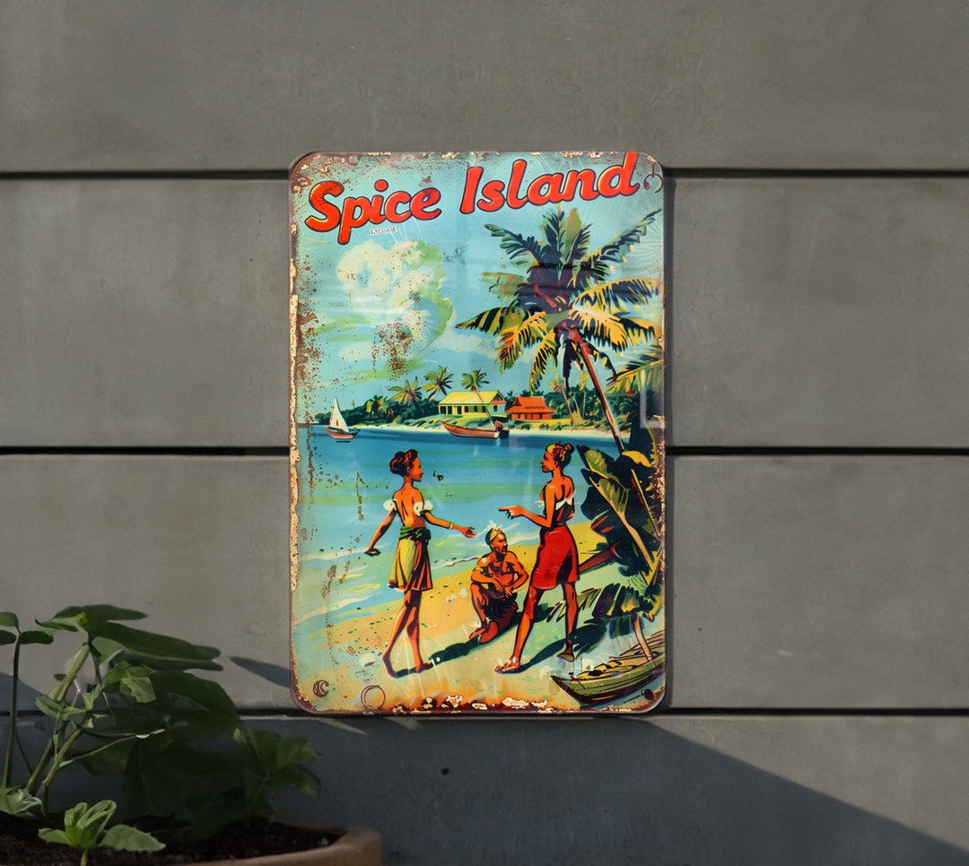 Zanzibar Beaches Metal Sign, Spice Island Decor, Tropical Escape Wall ...