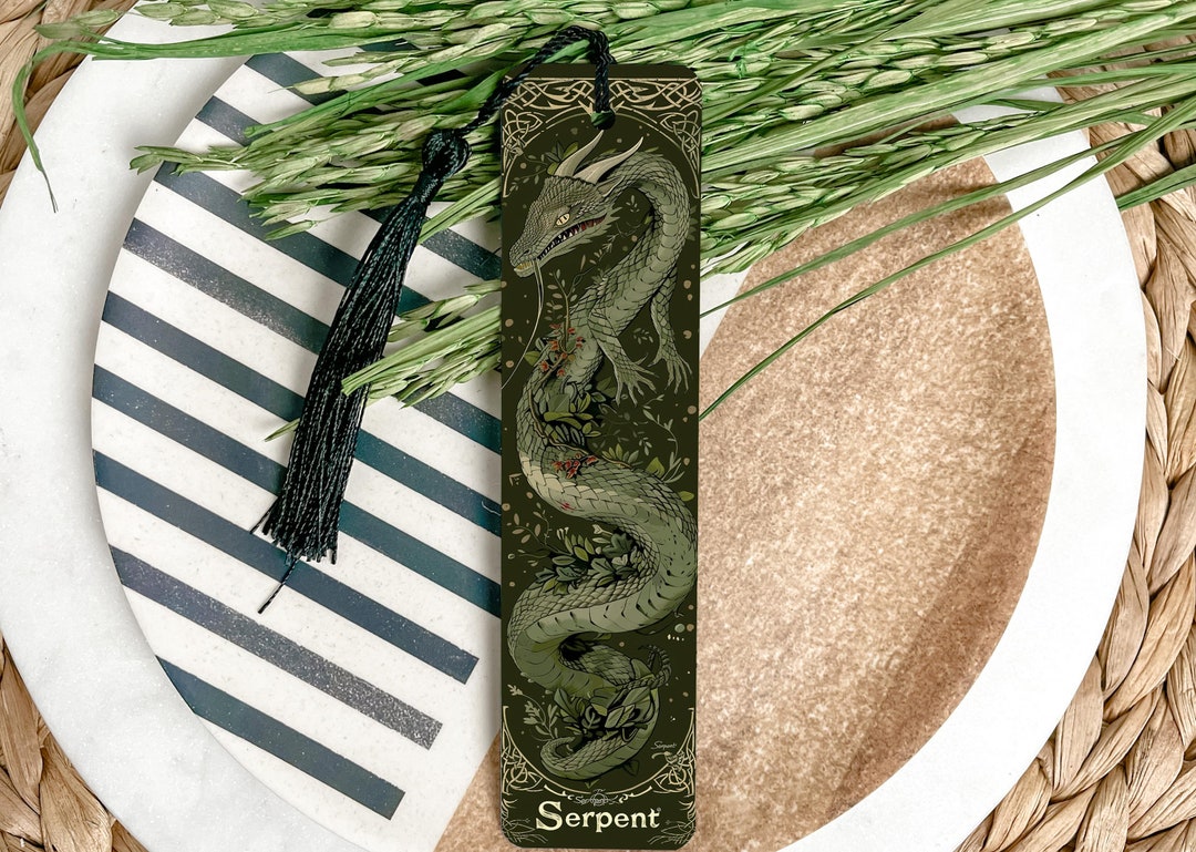 Norse Mythology Bookmark, Jormungandr Design, Metal Bookmark, Serpent ...