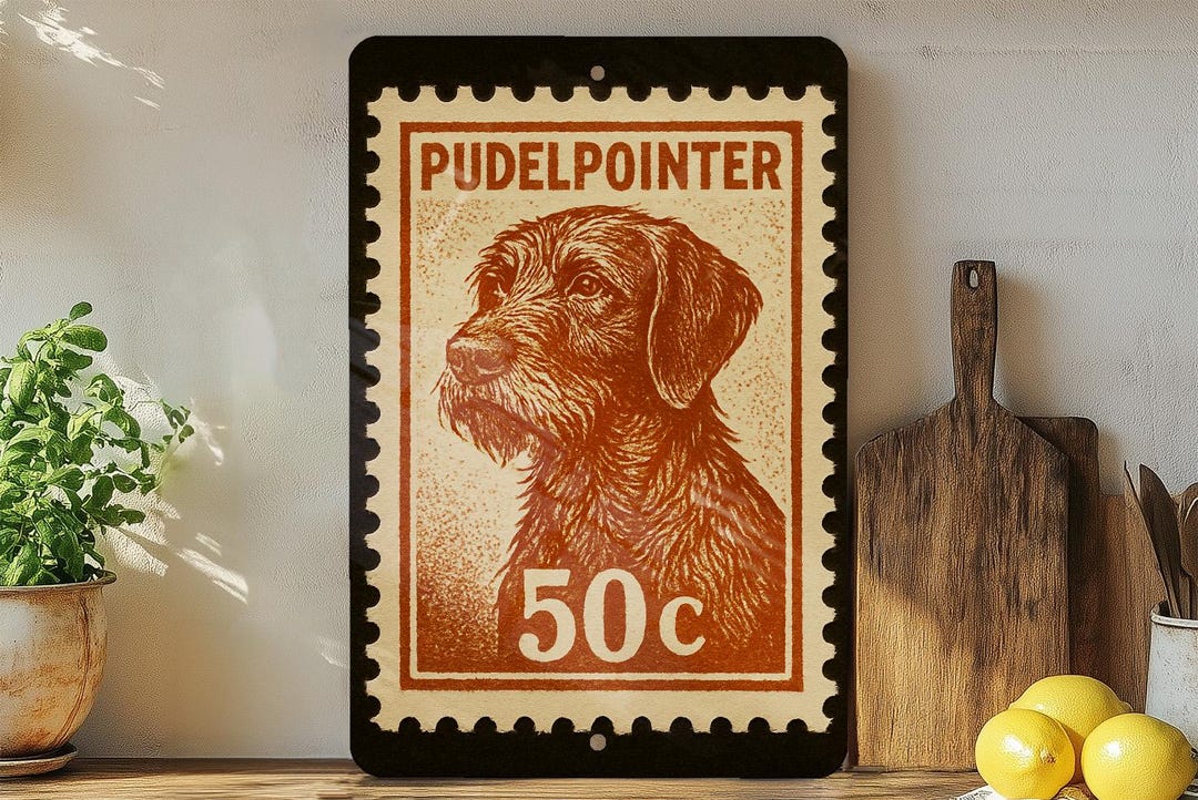 Pudelpointer Metal Sign – Vintage Rustic Dog Wall Art, Hunting Dog ...