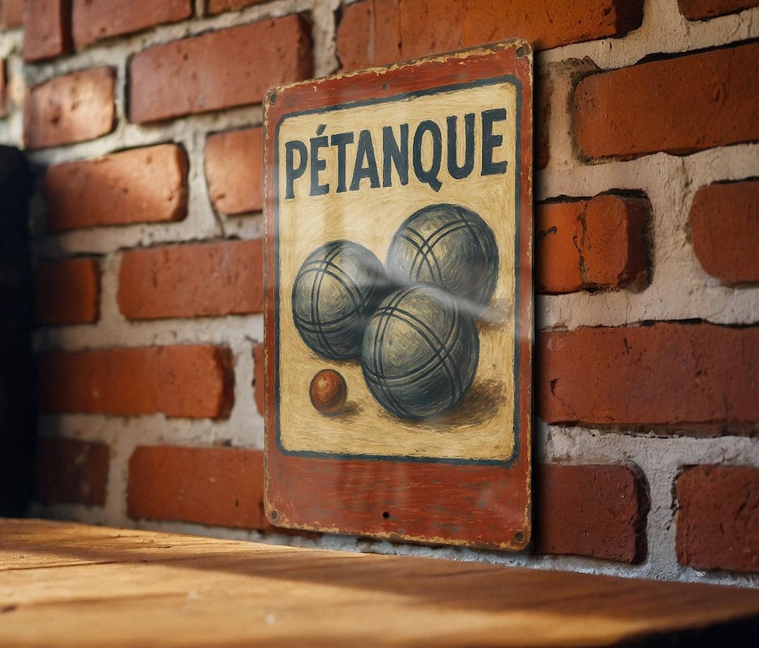 Rustic Americana Pétanque Tin Sign – Hand-painted Vintage Metal Wall ...