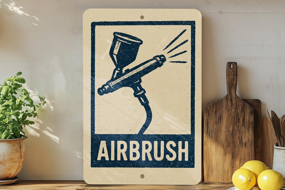 Vintage Airbrush Metal Sign Wall Art – Retro Stamp Style Garage Decor ...