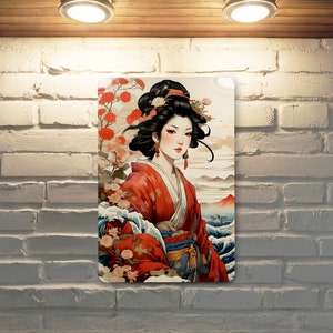 Japandi Inspired Vintage Painting Metal Sign - Fusion Decor, Minimalist ...