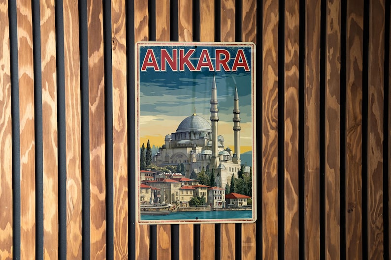 Retro Ankara Travel Poster Style Tin Sign – Vintage Metal Wall Art ...