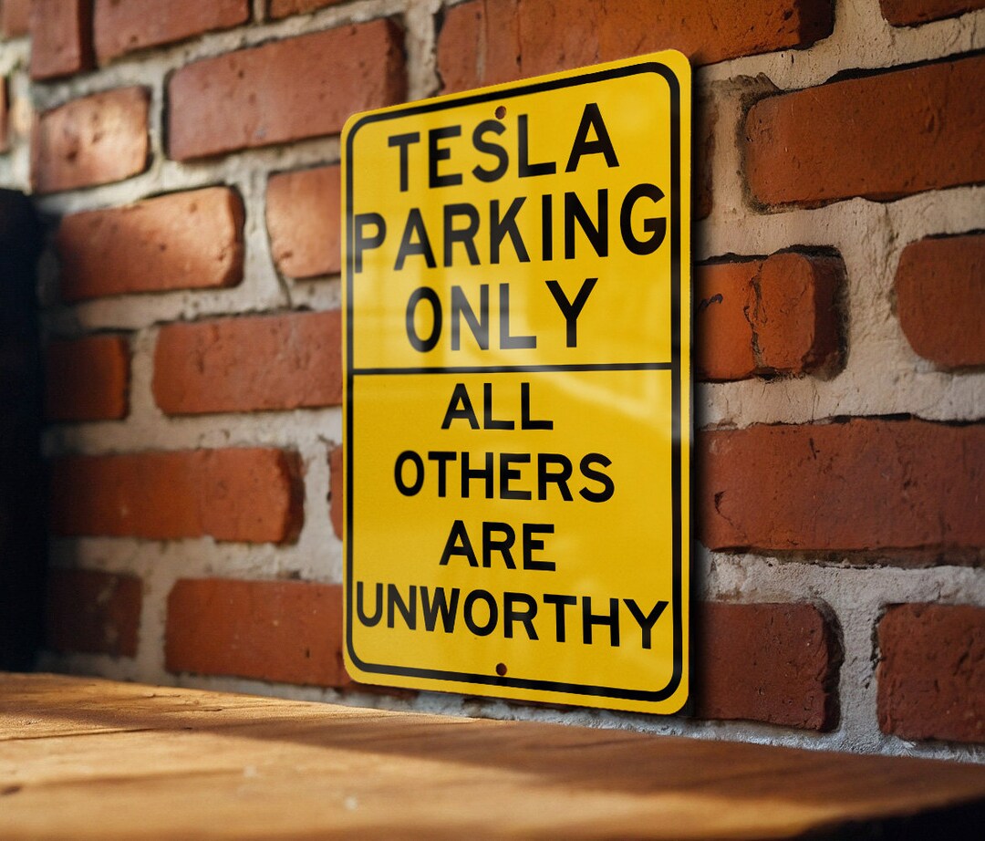 Tesla Parking Only Metal Sign - Electric Car, Reserved Parking, Wall ...