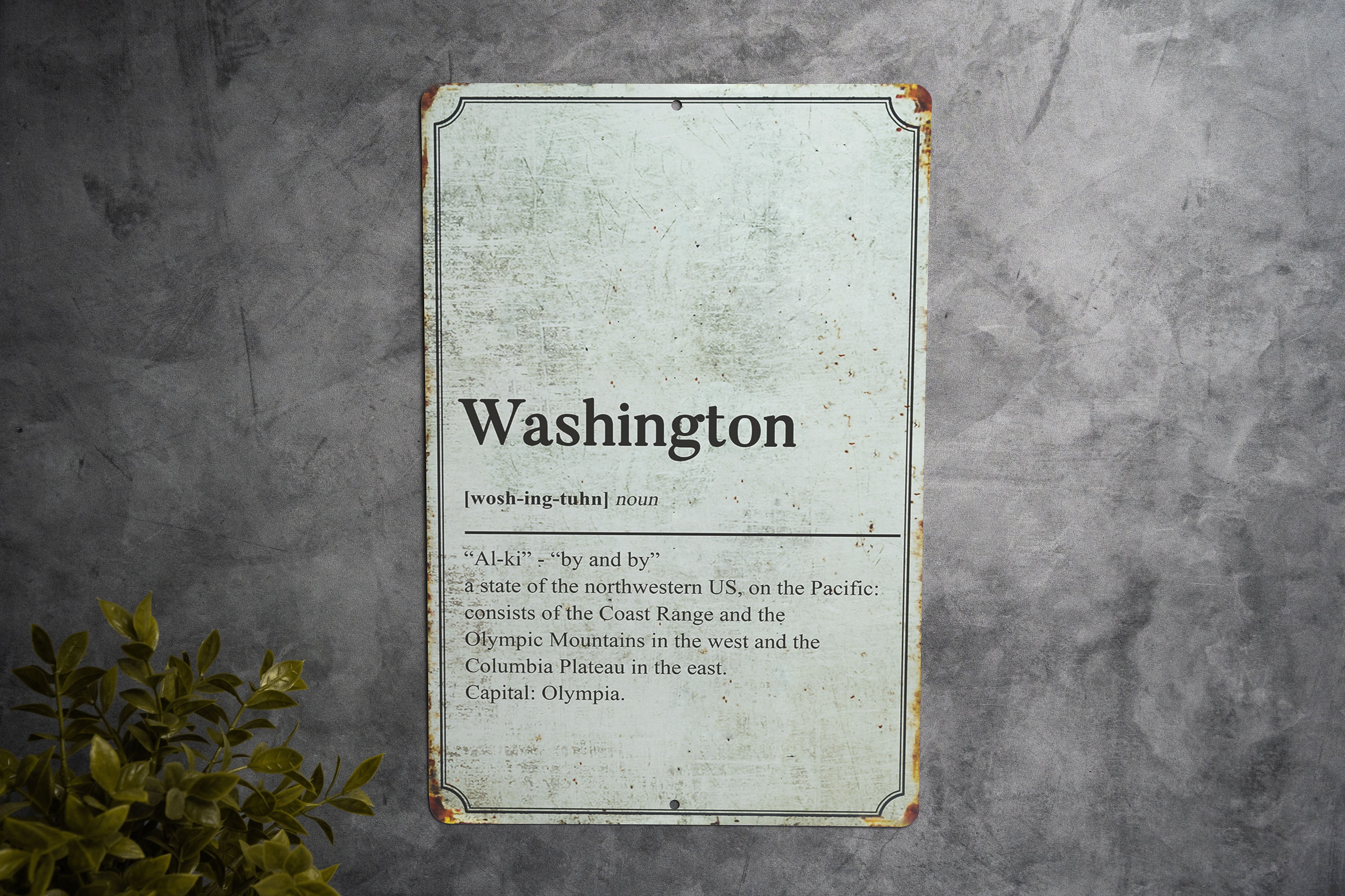 Washington State Definition - Metal Sign - State Decor - Washington ...