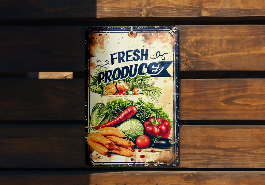 Fresh Produce Vintage Sign, Farm Frame, Rustic Font, Earthy Colors ...