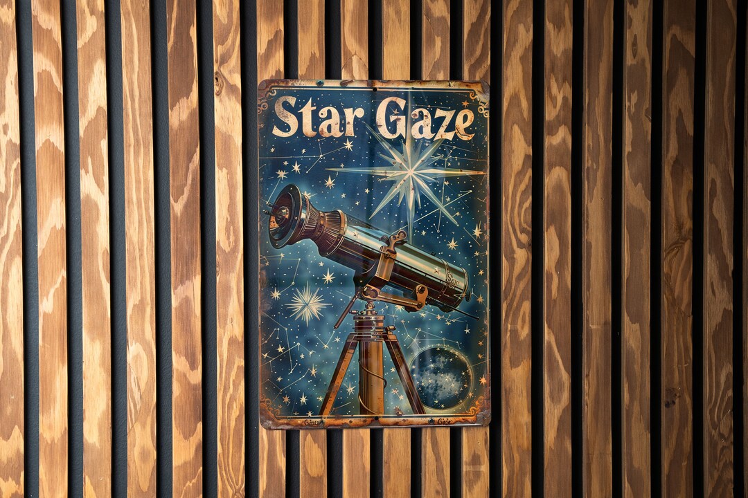 Astronomy Star Gaze, Vintage Tin Sign, Aluminum Metal Sign, Astronomer ...