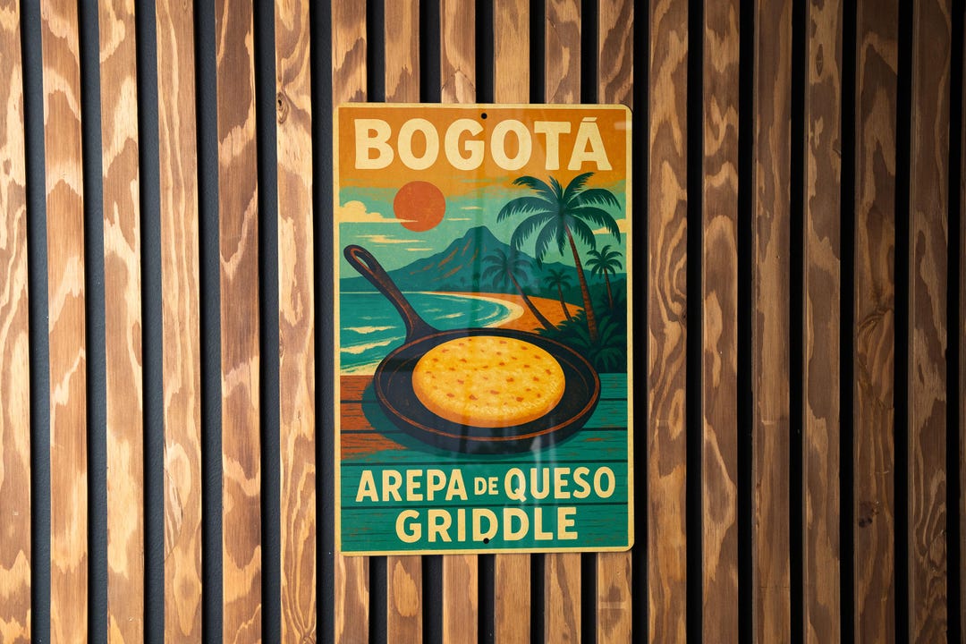 Bogotá Arepa De Queso Retro Metal Sign – Surf Shack Kitchen Wall Decor ...
