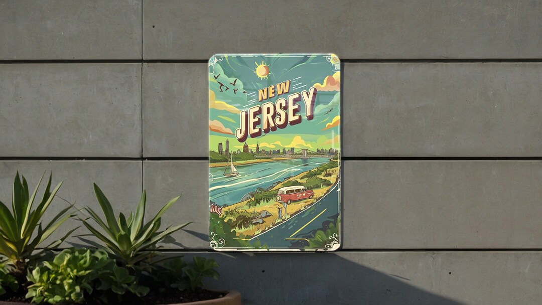Retro Cartoon Visit New Jersey Metal Sign: Your Perfect Vintage Decor ...