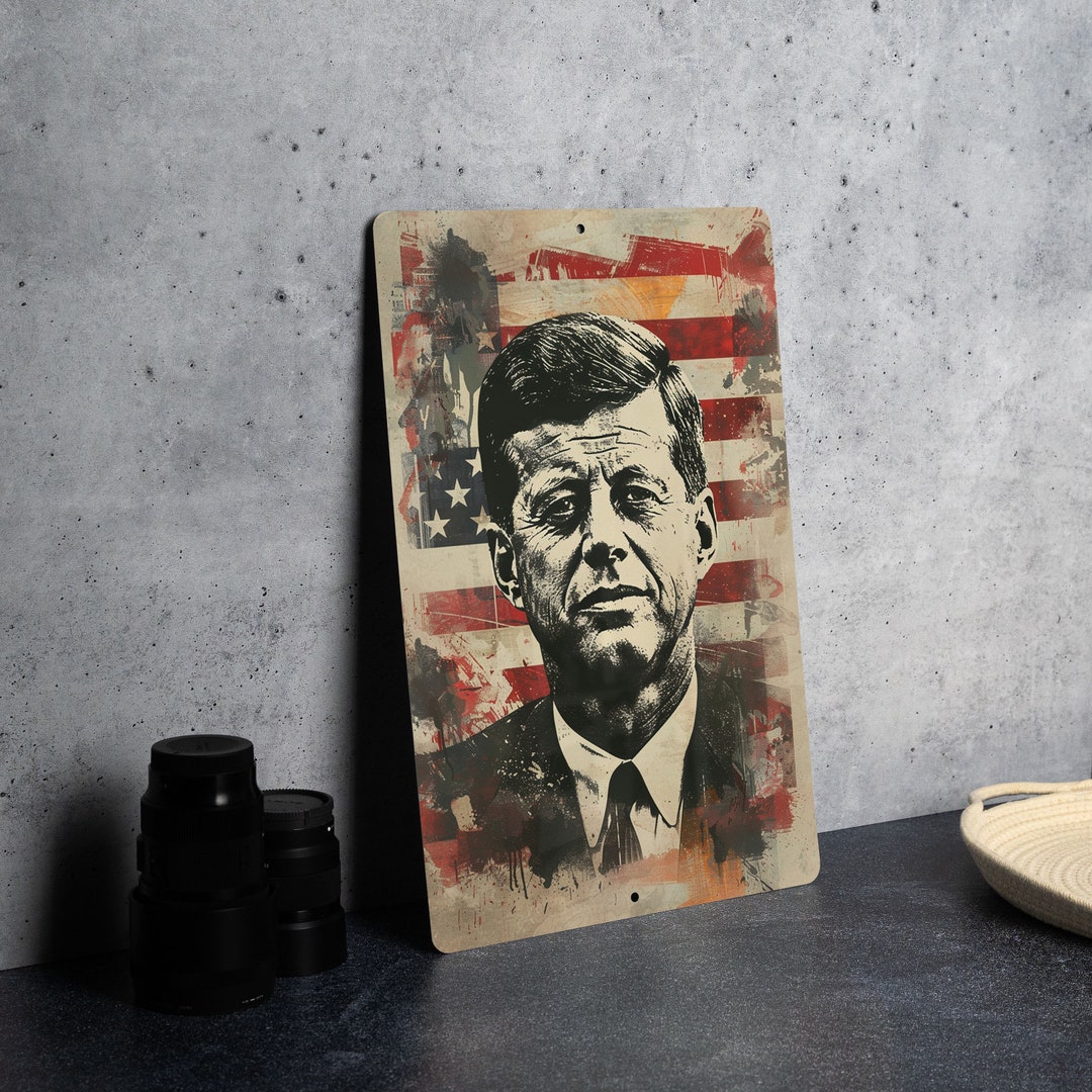 John F. Kennedy Metal Sign, Vintage American Flag, Retro Fonts Decor ...