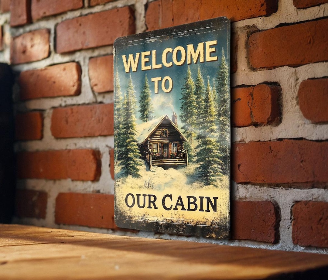 Rustic Cabin Sign, Welcome to Our Cabin, Pine Trees Decor, Metal Sign ...