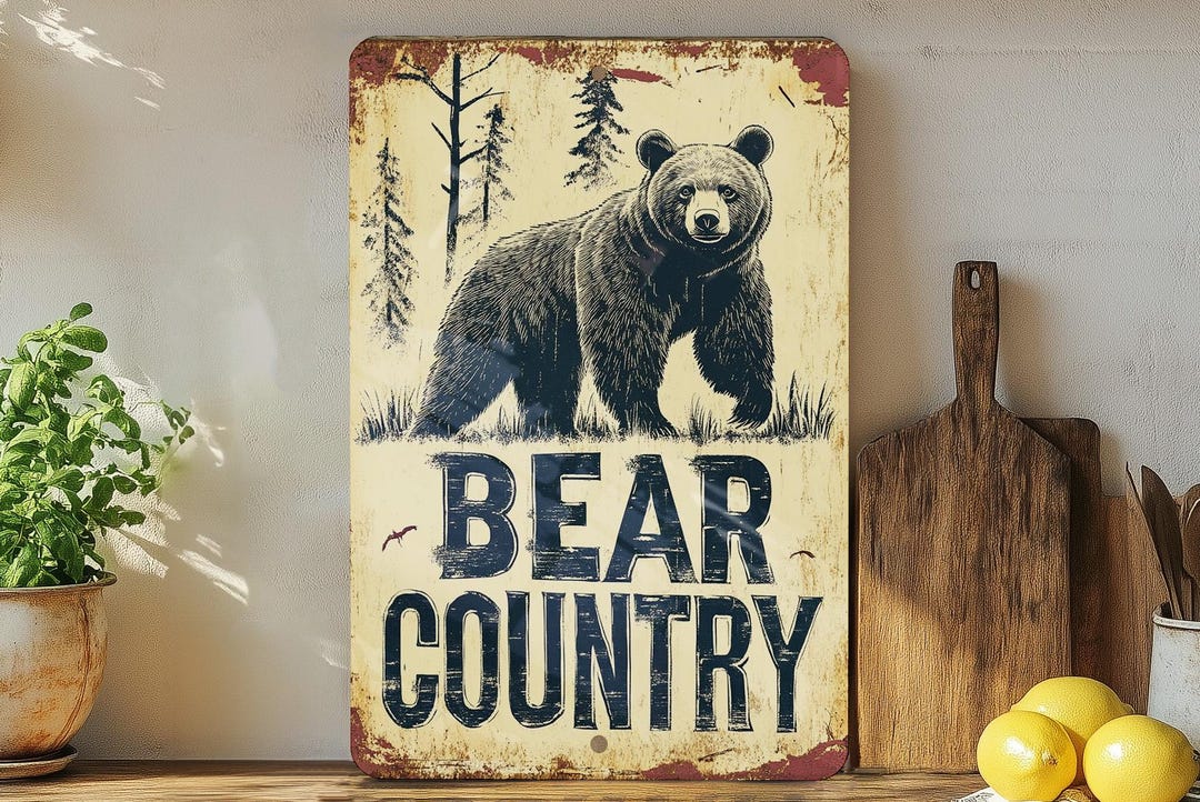 Metal Sign Rustic Cabin Decor, Bear Silhouette, Bear Country Wall Art ...