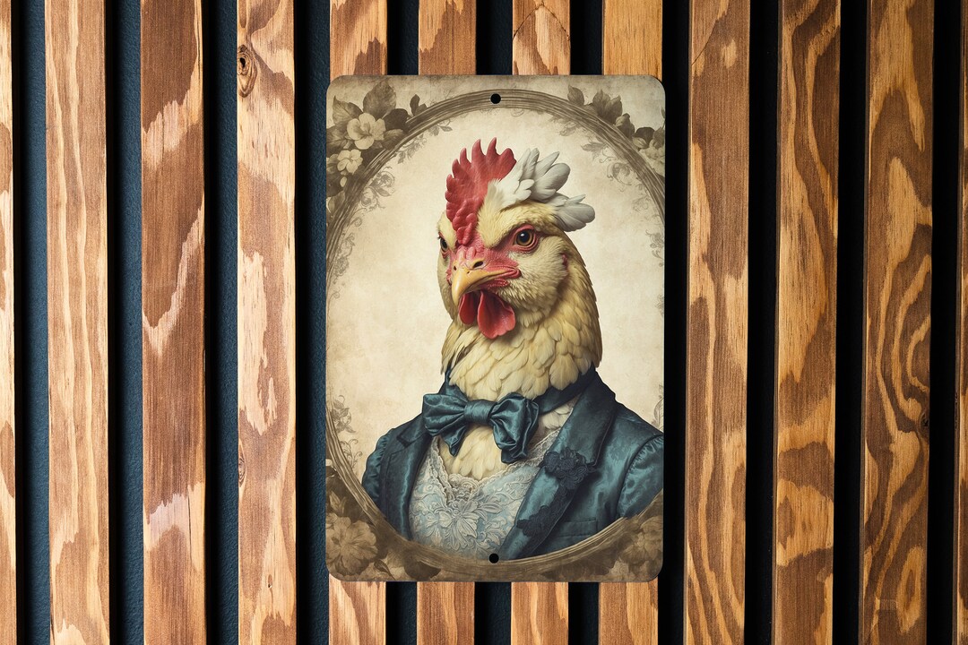 Victorian Portrait of a Chicken Metal Sign - Farmhouse Chic, Poultry ...