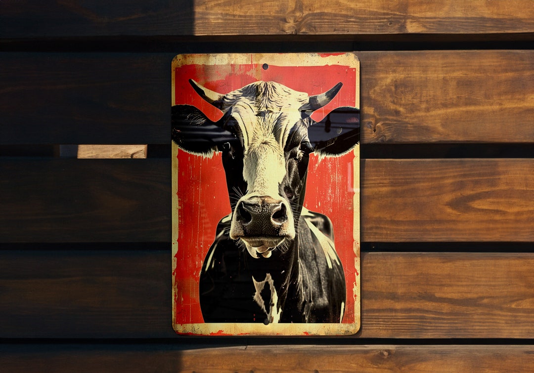 Holstein Cattle Metal Sign, Vintage Style Decor, Farmhouse Wall Art ...