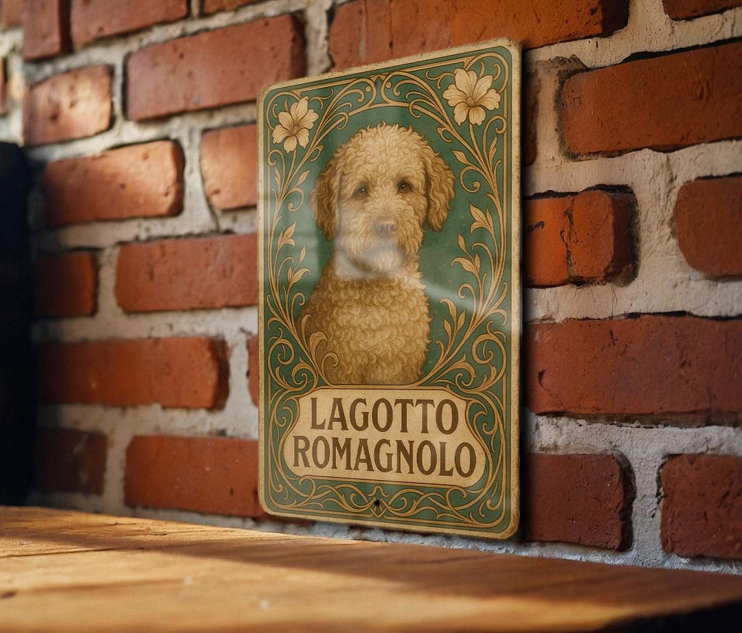 Lagotto Romagnolo Art Nouveau Metal Sign – Vintage Dog Wall Decor ...