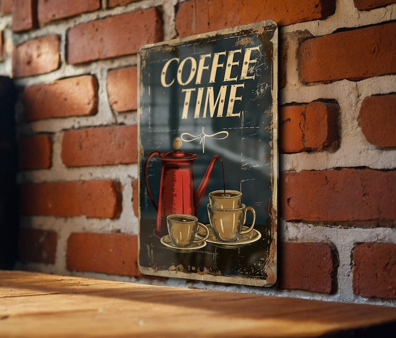 Rustic Coffee Time Sign, Metal Wall Decor, Kitchen Art, Vintage Home ...