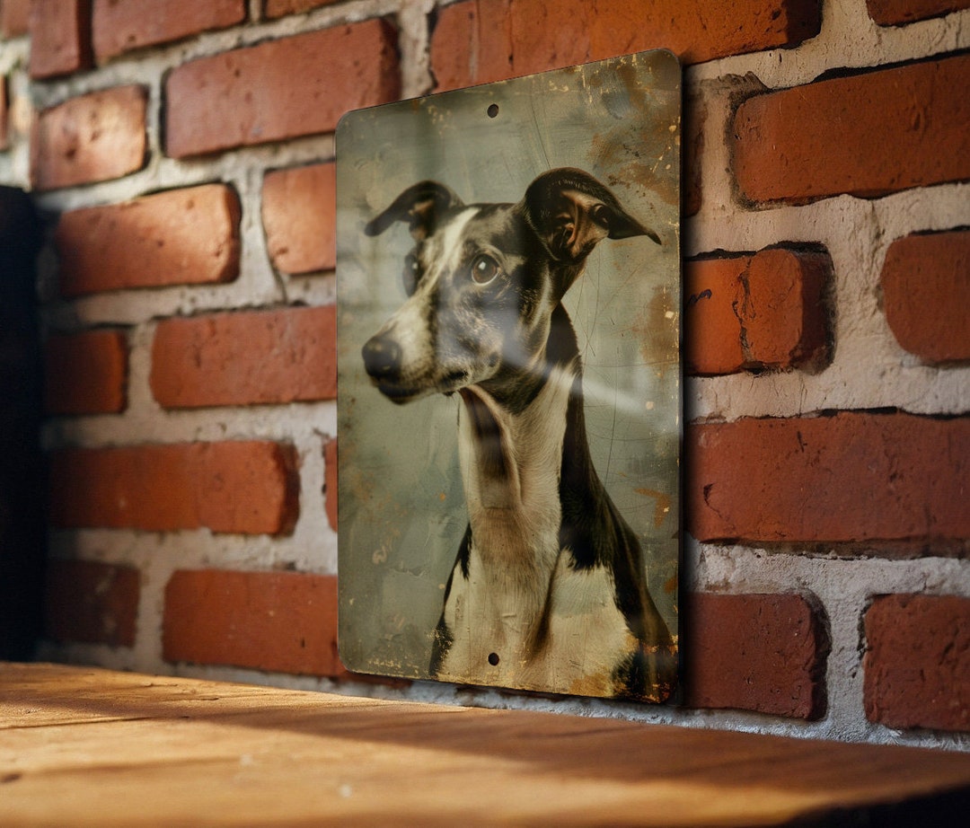 Whippet Vintage Style Metal Sign, Funny Dog Decor, Retro Wall Art, Pet ...