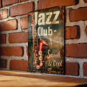 Jazz Club Metal Sign, Vintage Style, Saxophone Decor, Piano Wall Art ...