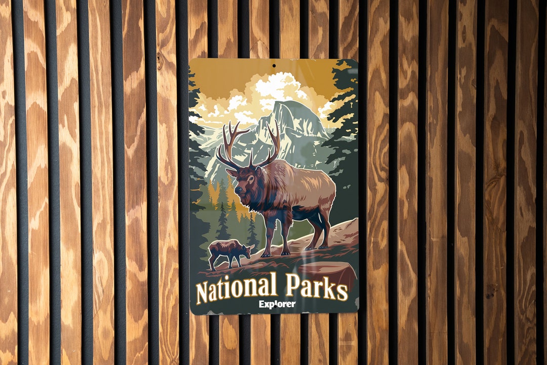 Metal Sign National Parks Explorer, Vintage Style Poster, Retro Fonts ...