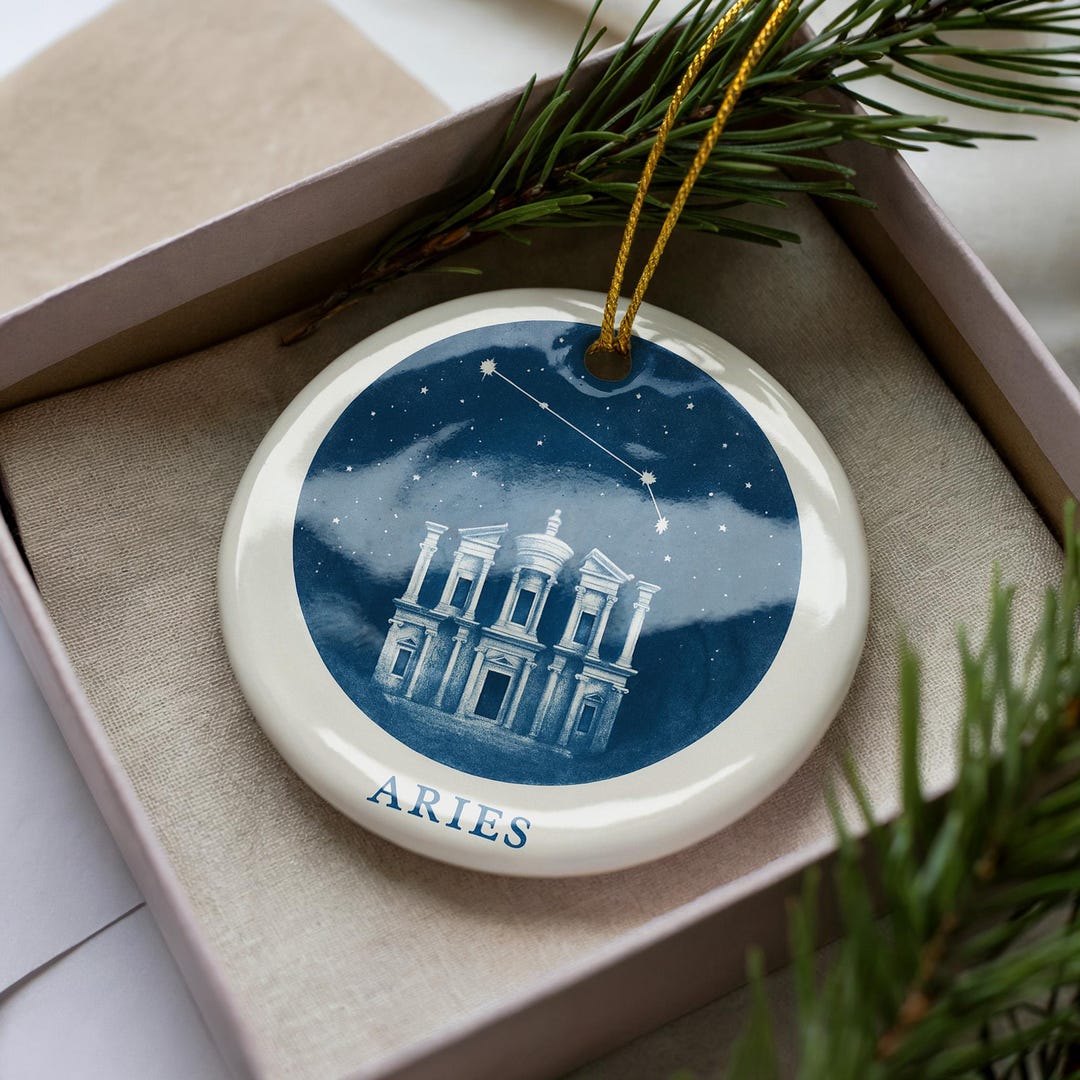Aries Star Map Ceramic Ornament Featuring Aries Constellation and ...