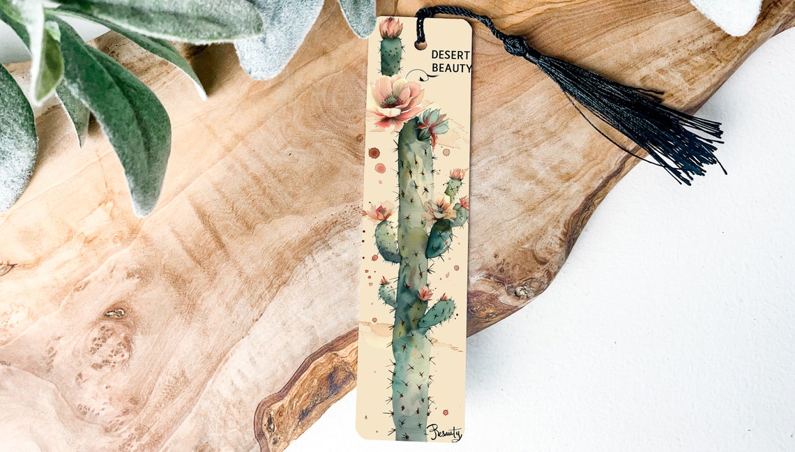 Desert Beauty Metal Bookmark, Watercolor Cactus, Artistic Bookmark ...