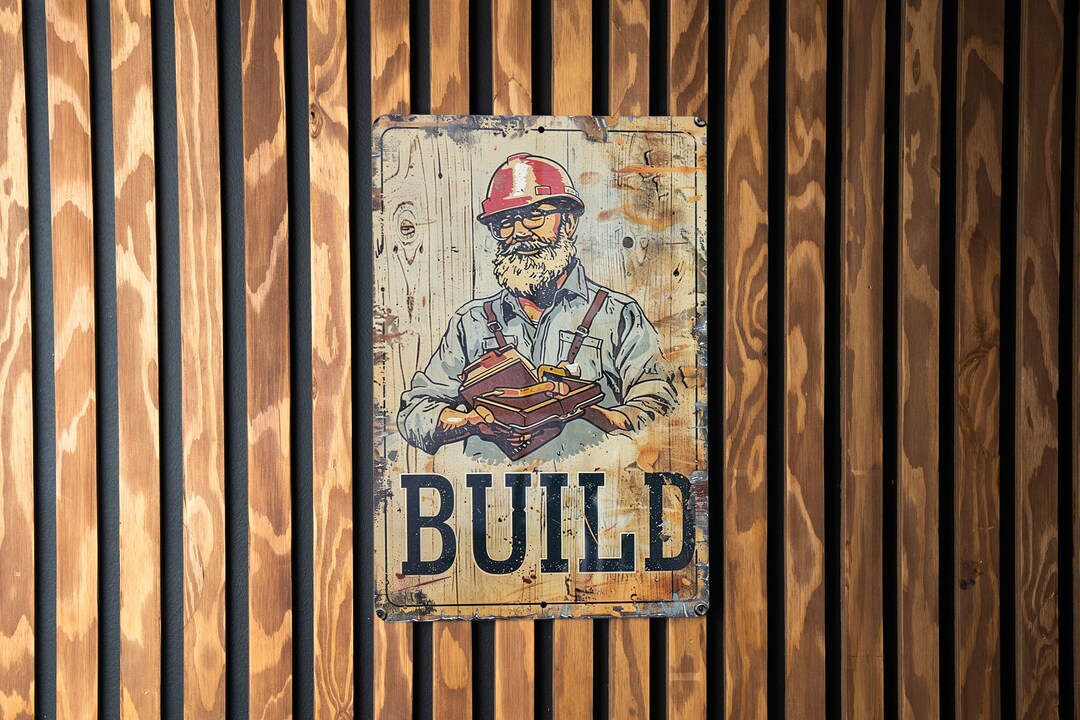 Entrepreneur BUILD Vintage Sign, Metal Wall Decor, Retro Style Signage ...