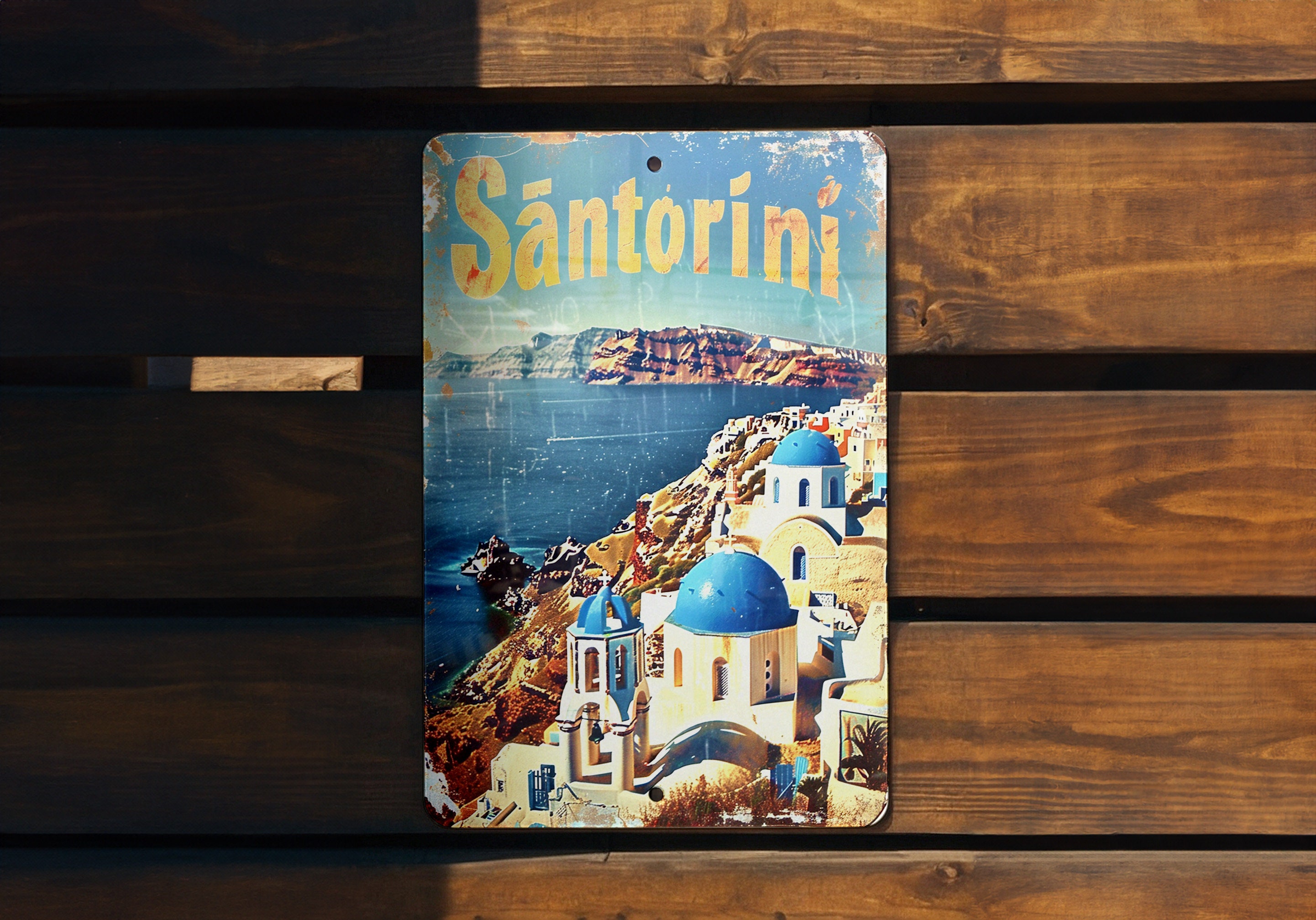 Santorini Greece Metal Sign, Vintage Style, Funny Wall Art, Home Decor ...