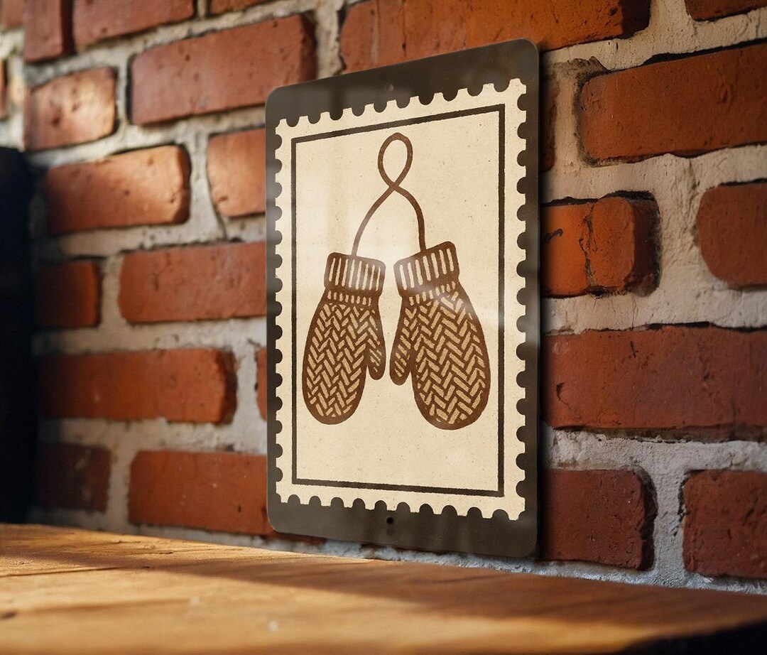 Cozy Mittens on String Metal Sign – Winter Wall Art, Rustic Cabin Decor ...