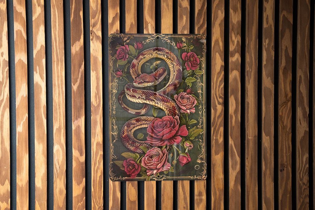 Rosy Boa Vintage Metal Sign, Retro Wall Decor, Classic Snake Art, Home ...
