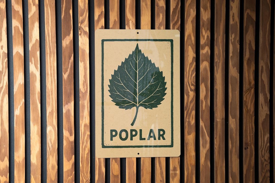 Poplar Leaf Metal Sign – Rustic Stamp Style Wall Art for Cabin, Nature ...